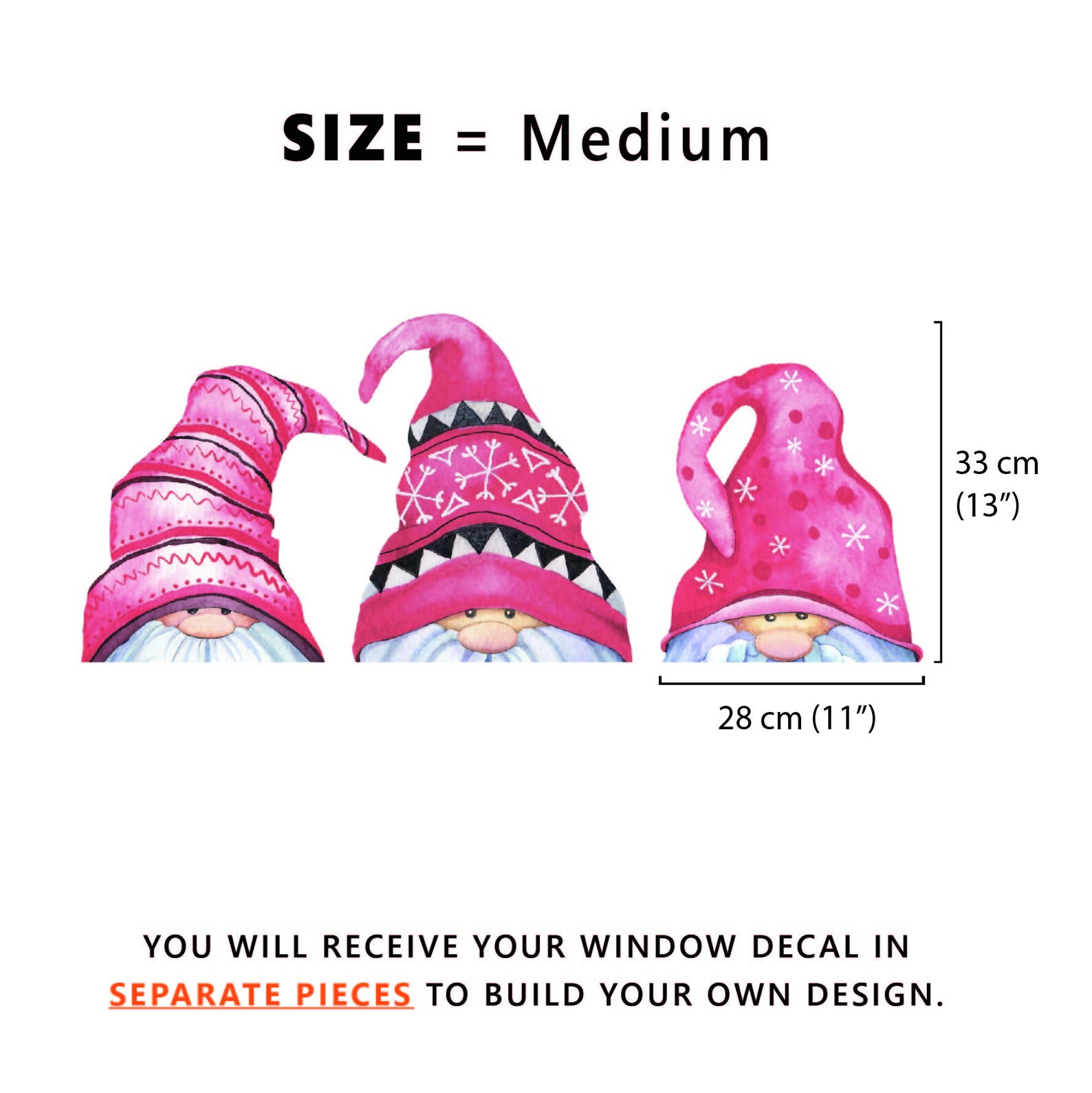 3 Christmas Gnome Window Cling Decal Red Peeping Gonk - Etsy