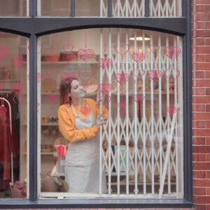 Pink Heart Window Decal for Business - Valentines Day Heart Bauble Shop ...