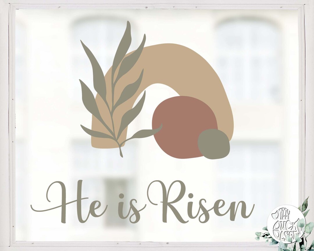 Boho Easter Window Cling - Empty Tomb Scene Decor - He is Risen Sticker ...