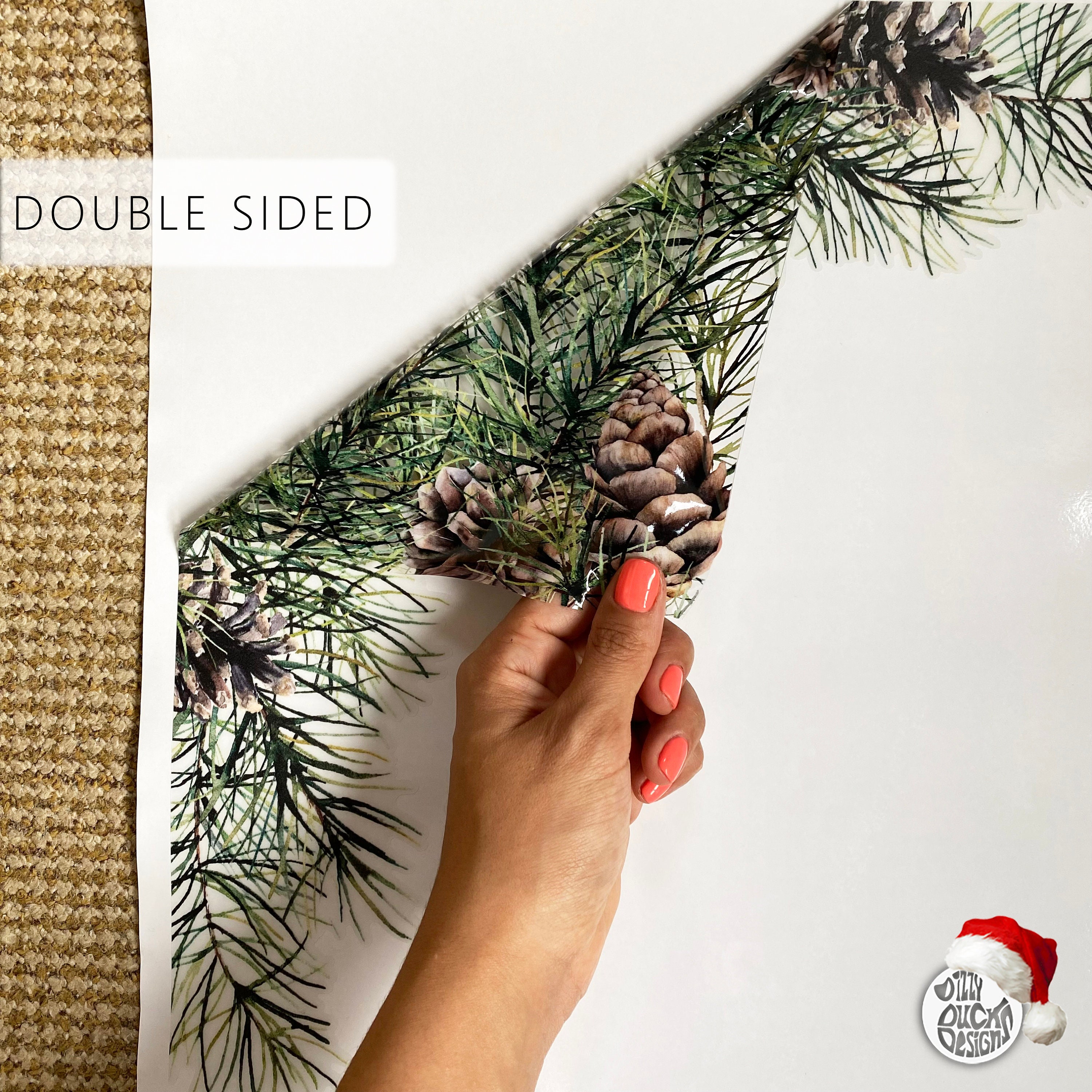 Dizzy Duck Christmas Window Decal Corners - Double Sided Reusable Pine ...