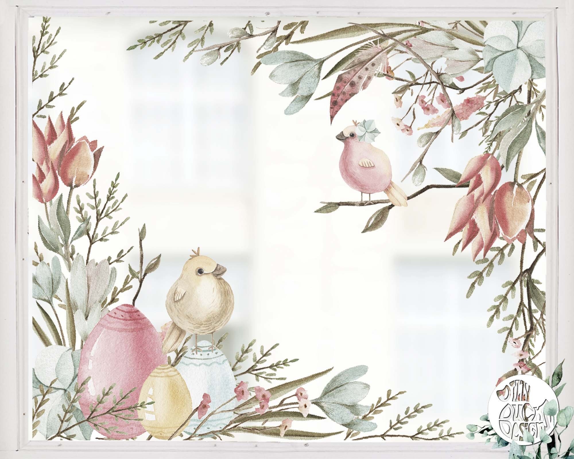 2x Corner Window Cling Decals Pastel Birds Spring Flowers - Etsy