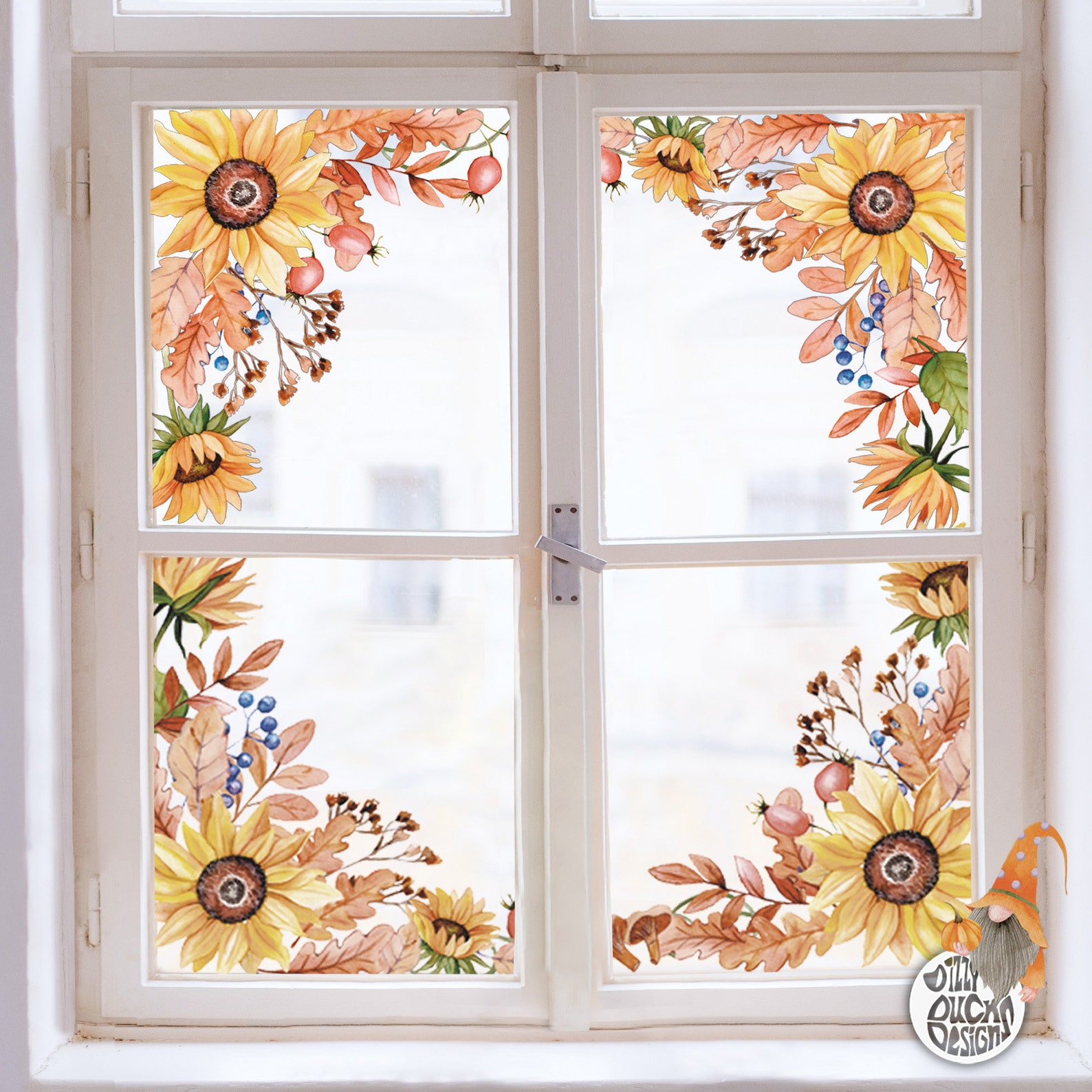 2pk Fall Window Stickers - Autumn Flower Décor - Classy Halloween ...
