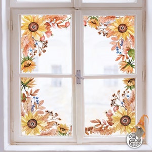 2pk Fall Window Stickers - Autumn Flower Décor - Classy Halloween ...