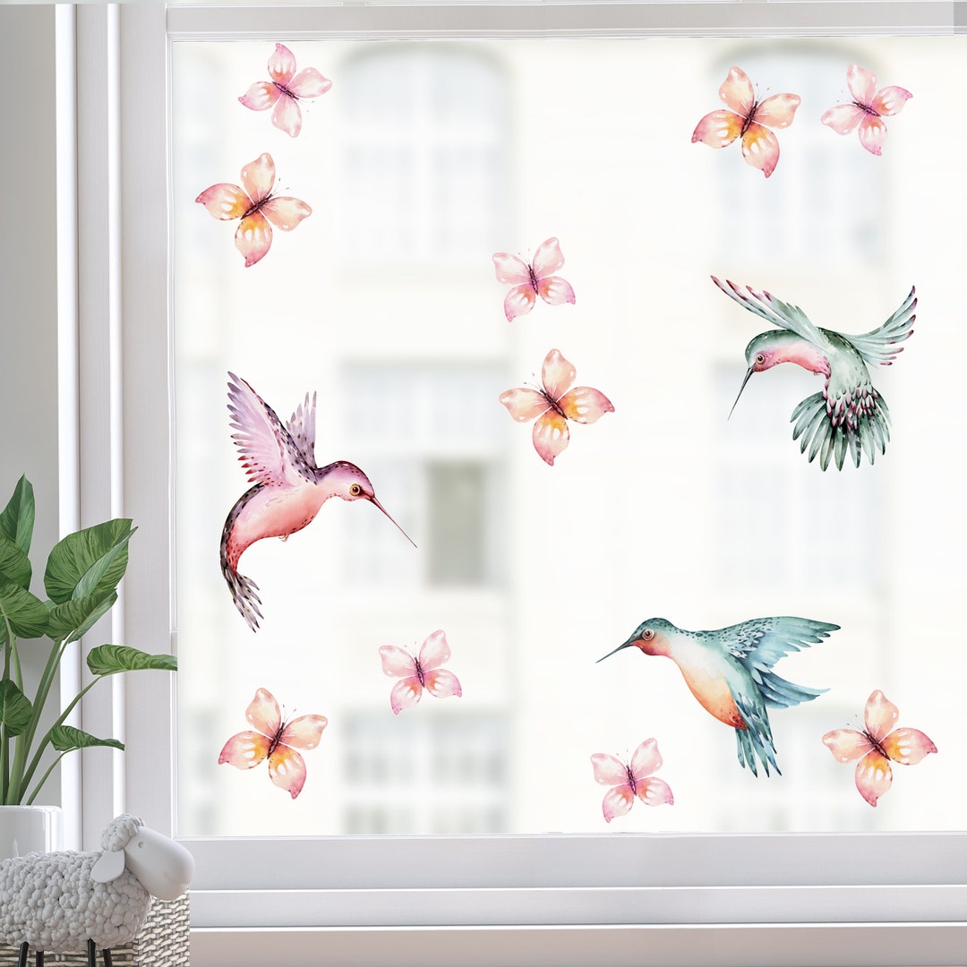 Tropical Humming Bird Butterfly Window Decal Set - Bird Strike ...