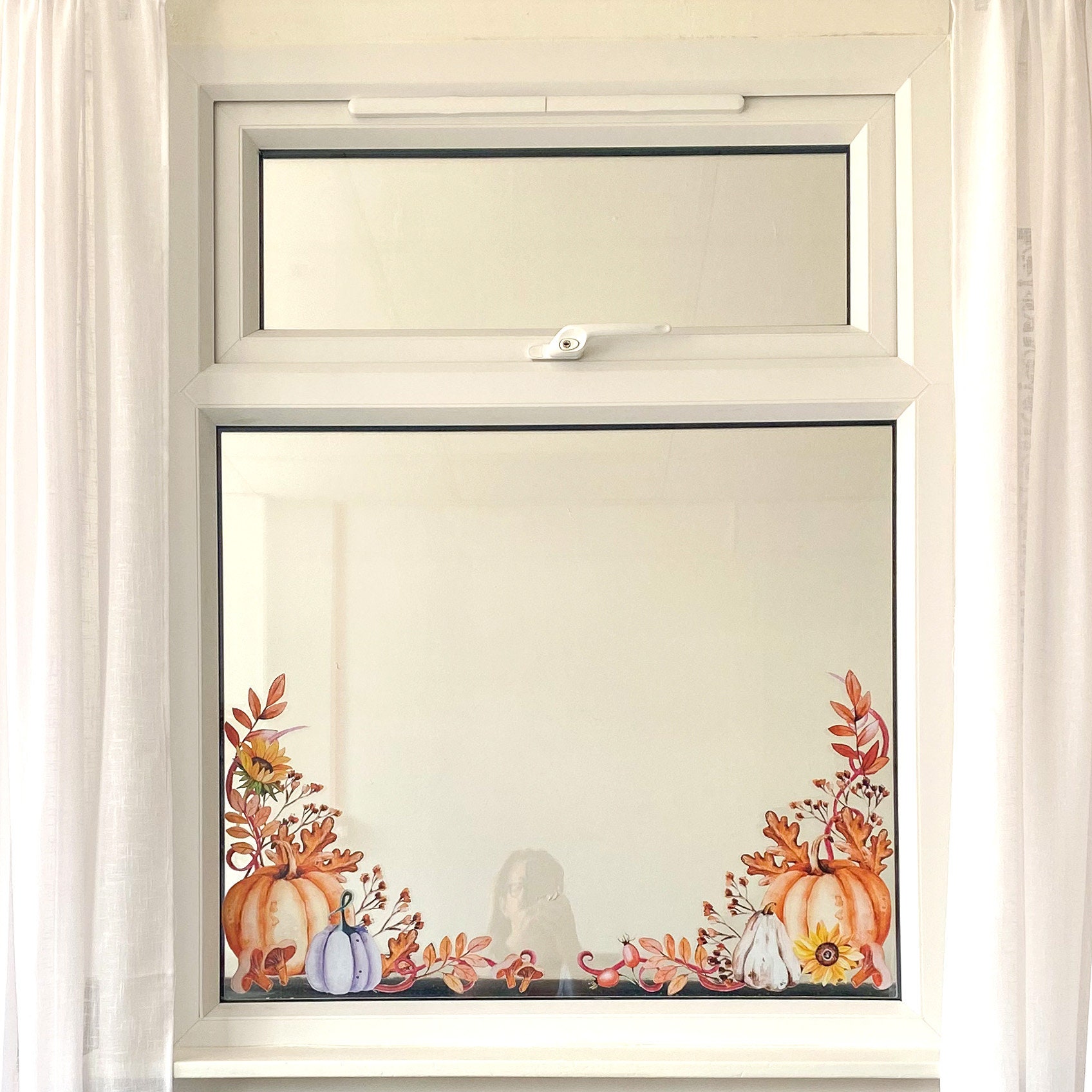 2pk Autumn Window Decals Sunflower Pumpkin Window Clings - Etsy