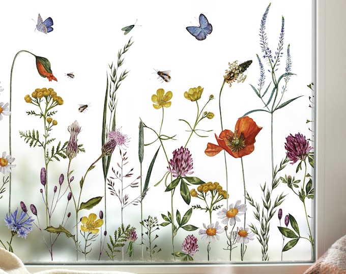 Peony Stained Glass Window Cling Decal Sticker Window Film Reusable No ...