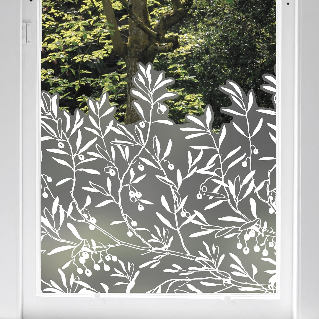 Privacy Frosted Window Film - Decorative Patterned Leaf Leaves Window ...