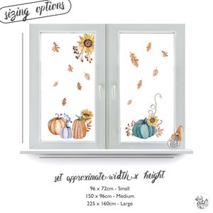 Pumpkin Window Decal Set - Sunflower Fall Flower Window Décor - Autumn ...