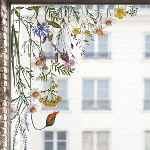 2x Flower Meadow Window Decal Corners - Decorative Botanical Floral ...
