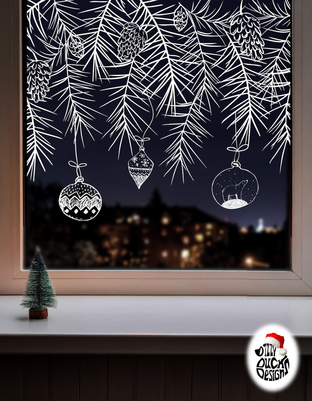 Dizzy Duck Christmas Window Stickers - Reusable Double-sided Bauble ...