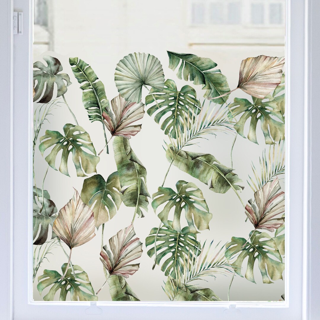 Dizzy Duck Tropical Window Film - Jungle Leaves Frosted Patterned ...