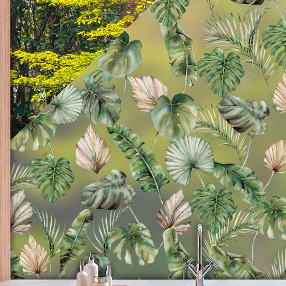 Dizzy Duck Tropical Window Film Jungle Leaf Patterned Window - Etsy