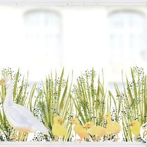 Duck Window Sticker - Mummy Duck and Duckling Green Grass Spring Window ...