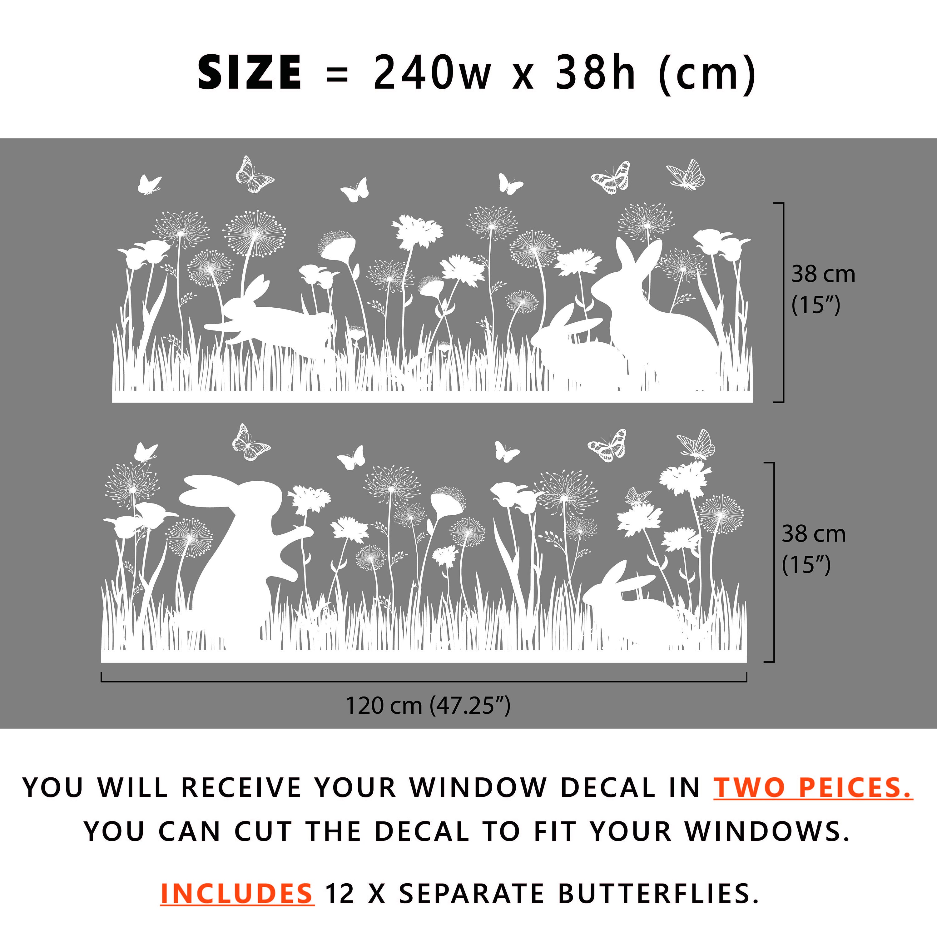 Easter Bunny Window Sticker Rabbit Meadow Grass Spring - Etsy UK