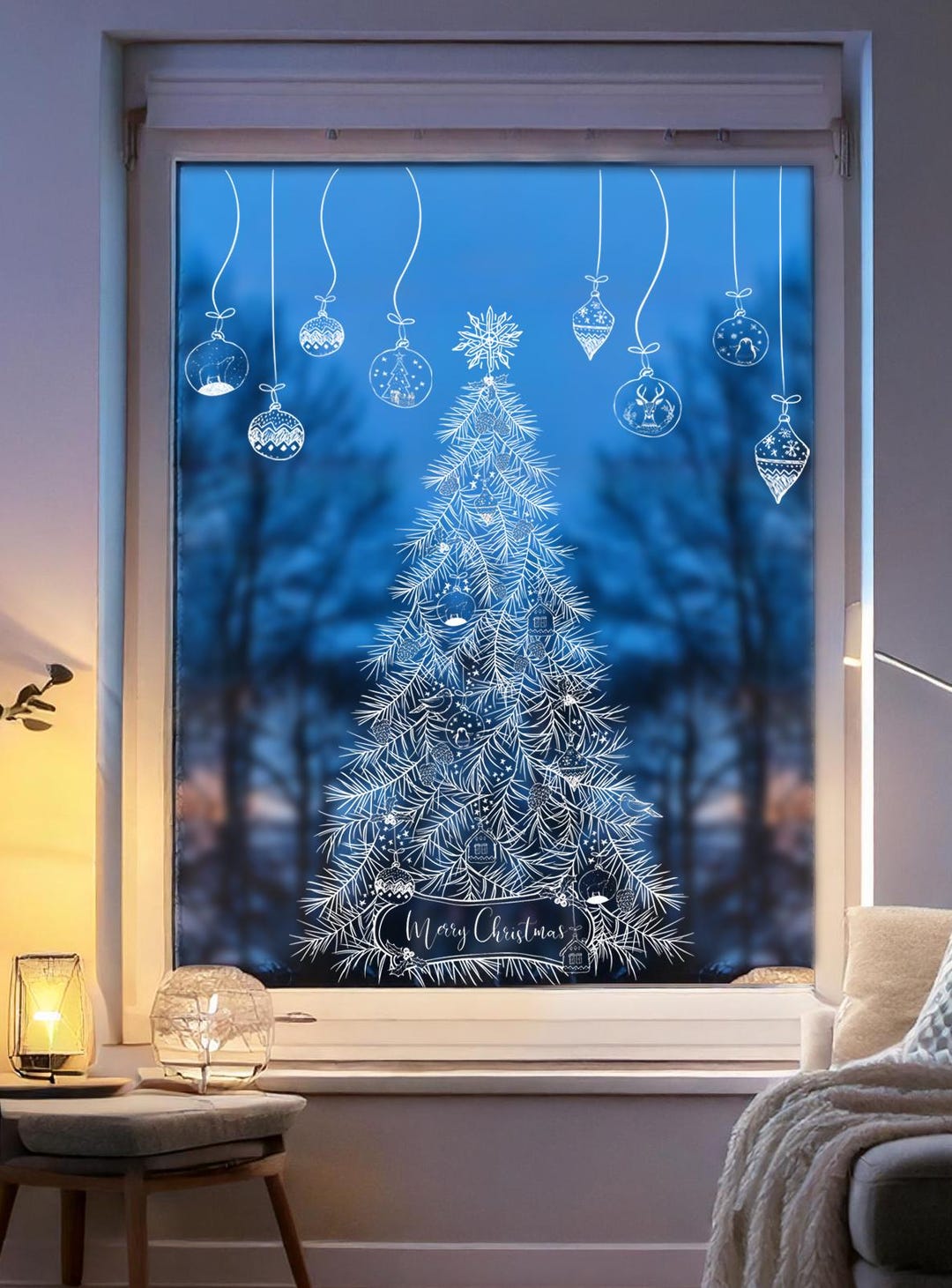 Dizzy Duck Merry Christmas Window Cling Set - Reusable White Hand Drawn ...