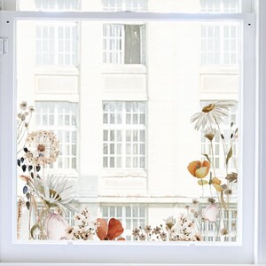 2x Wild Flower Window Decal Corners - Reusable Double Sided Floral ...