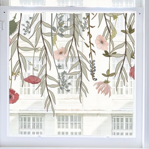 Retro Flower Window Decal Top Border - Non Sticky Reusable Summer ...