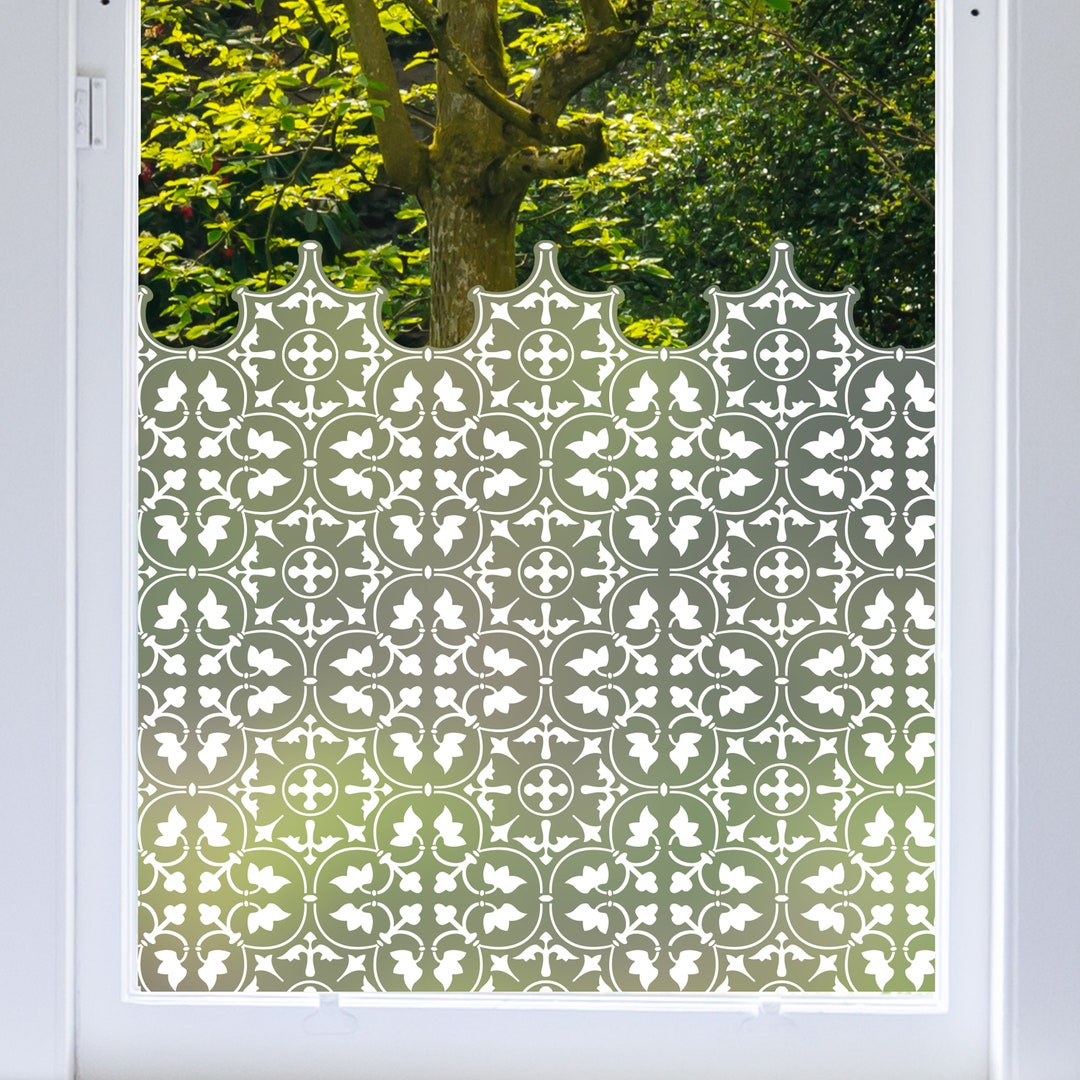 Moroccan Patterned Window Film - Privacy Frosted Window Border Sticker ...