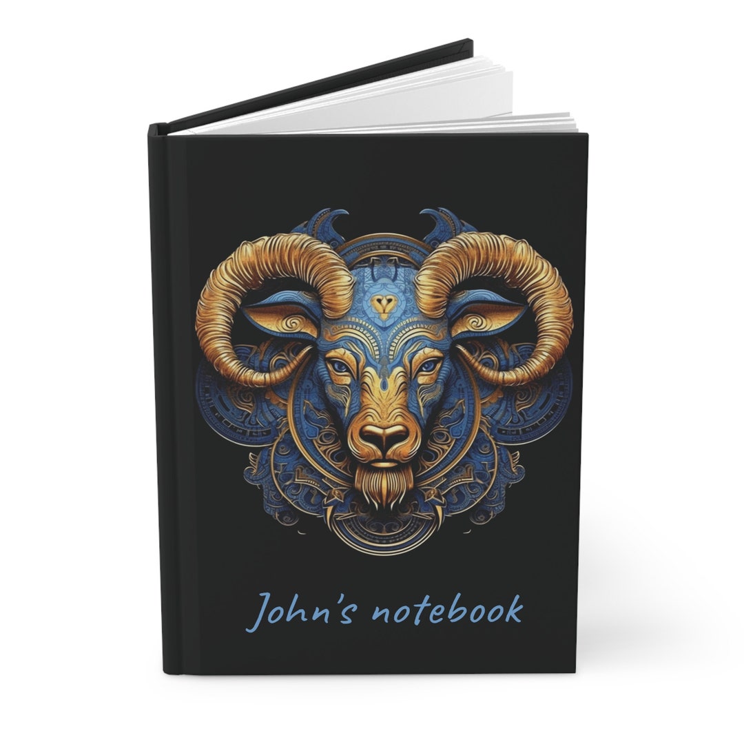 Custom Zodiac Aries Black Notebook Personalized Astrology Journal ...