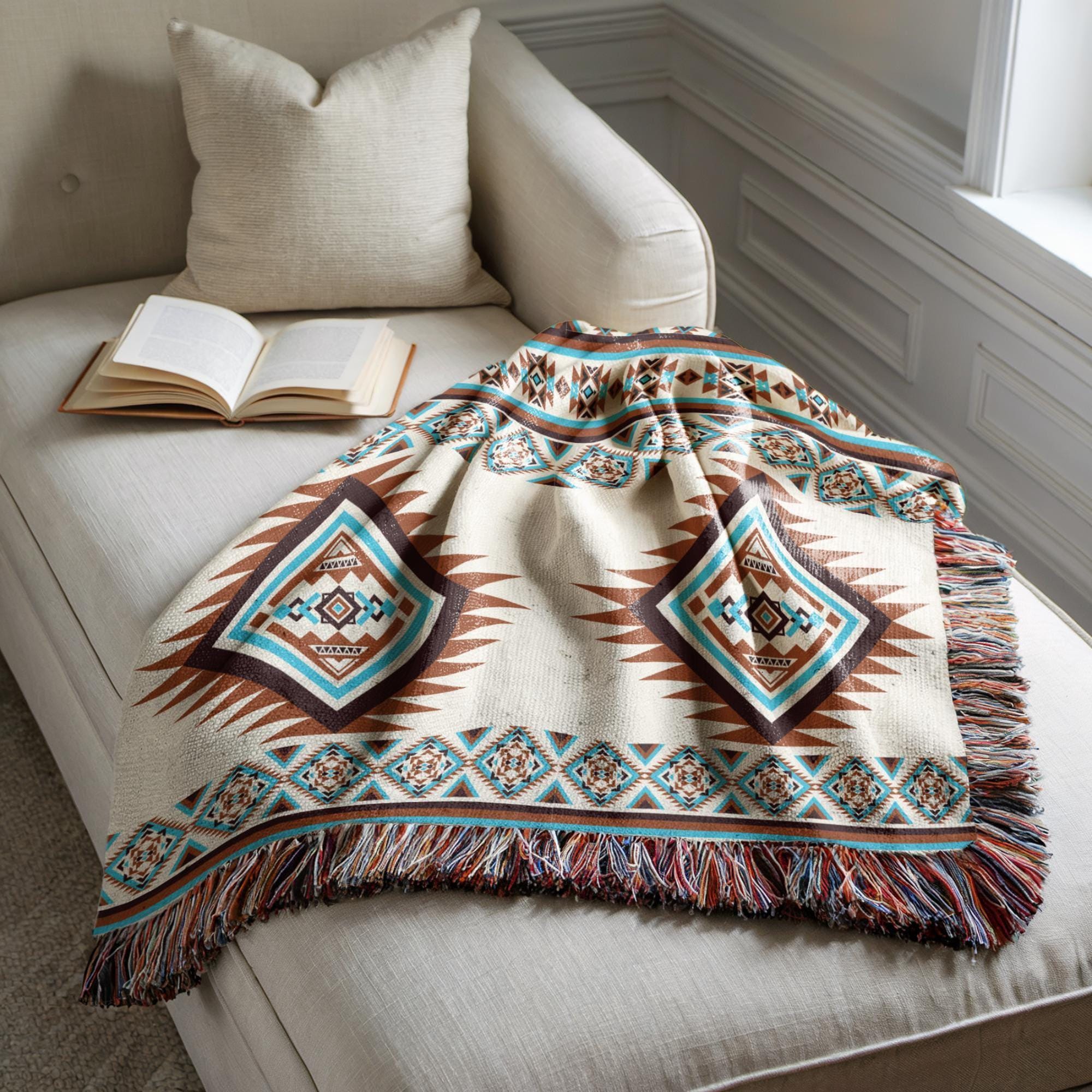 Southwest Native American Woven Blanket, Cozy Indian Throw Blanket ...