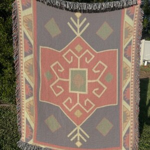 Kilim Design Cotton Woven Blanket, Turkish Pattern Picnic Throw ...
