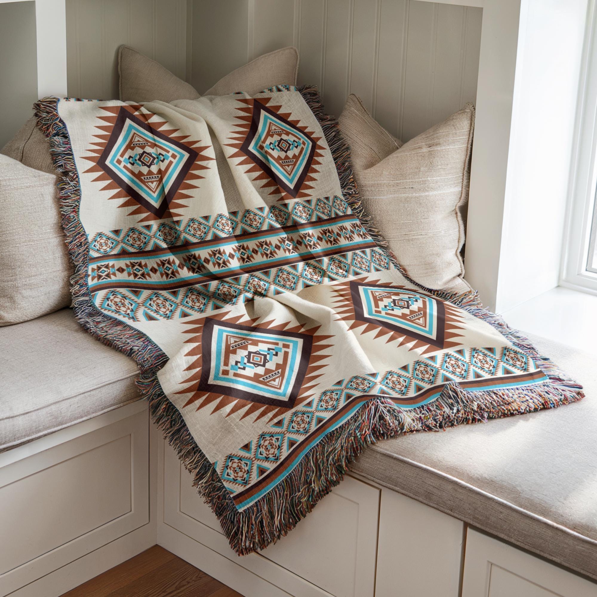 Southwest Native American Woven Blanket, Cozy Indian Throw Blanket ...