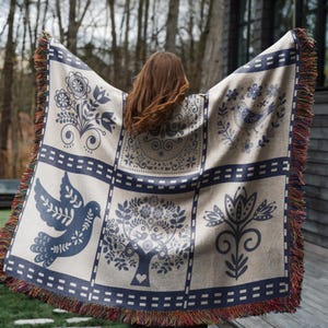 Personalized Scandi Blue Quilt Cotton Throw, Cozy Lap Blanket ...