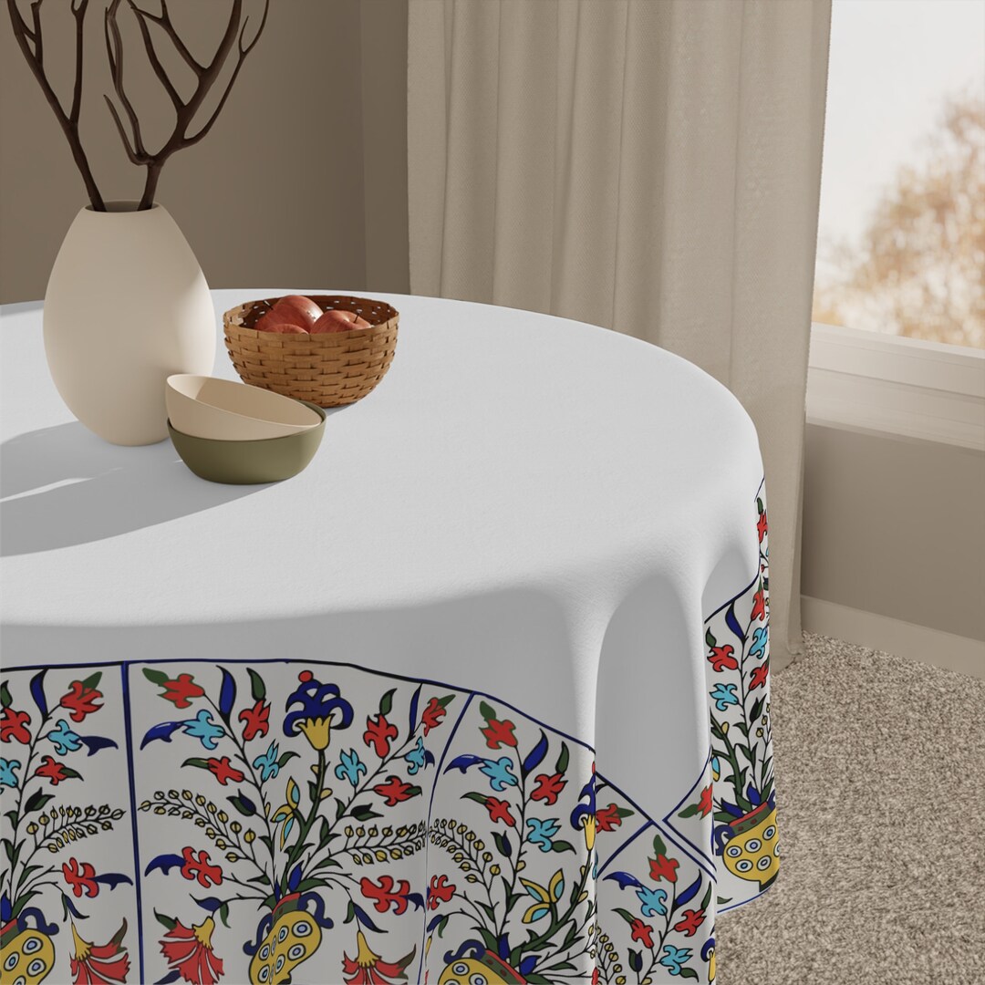 Cottagecore Floral Tablecloth Iznik Table Cover Turkish Traditional ...