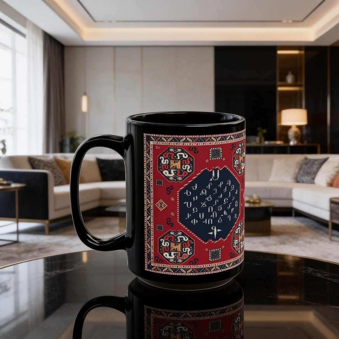 Armenian Alphabet Mug, Black Ceramic, Armenian Script, 11oz 15oz ...