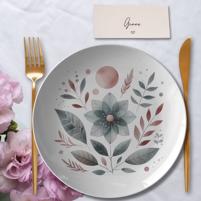 Scandinavian Boho Design Party Plates Nordic Folk Art Wedding Plate Set ...