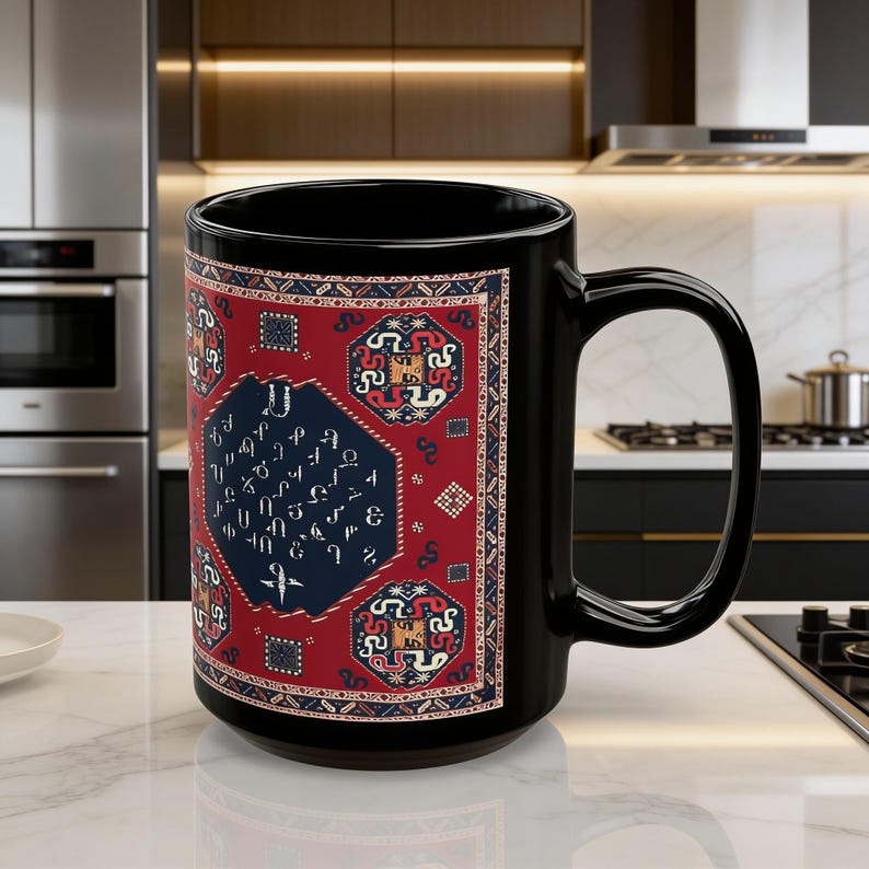Armenian Alphabet Mug, Black Ceramic, Armenian Script, 11oz 15oz ...