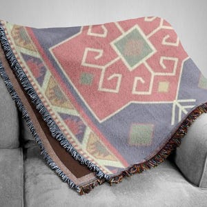 Kilim Design Cotton Woven Blanket, Turkish Pattern Picnic Throw ...
