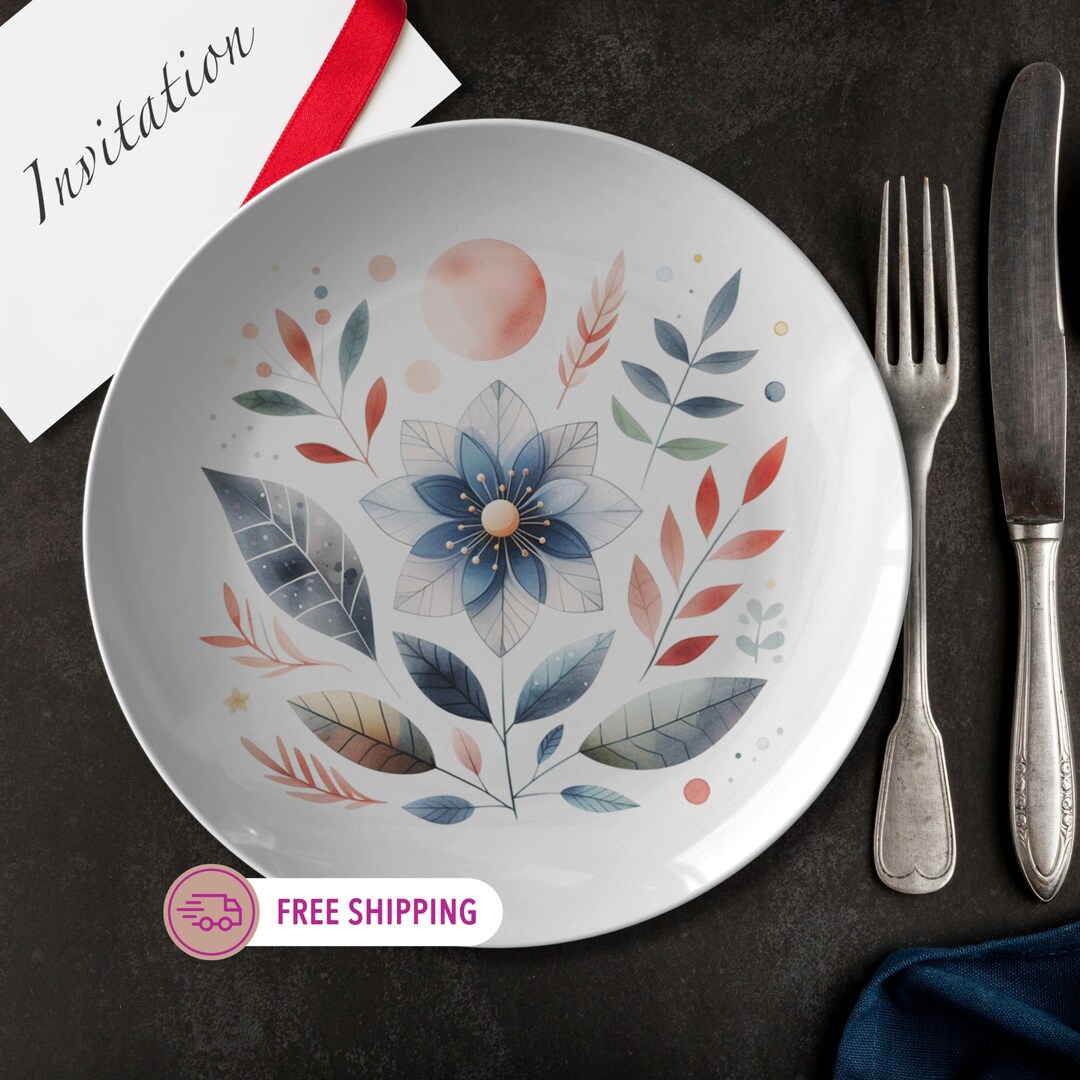 Nordic Folk Art Party Plate Set Hygge Engagement Gift Nordic Folk-art ...