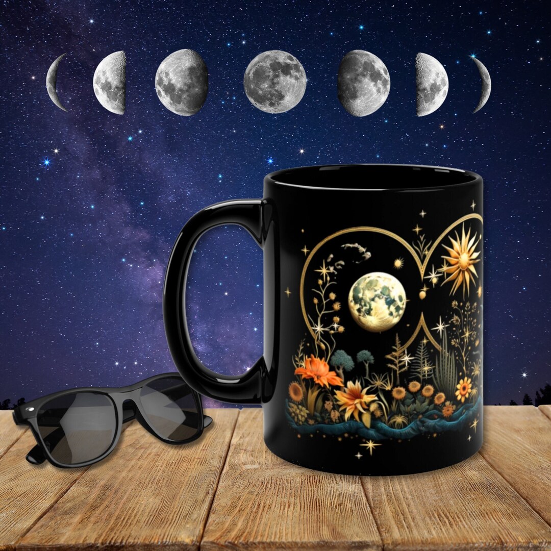 Black Mug Featuring Total Solar Eclipse Design Unique - Etsy