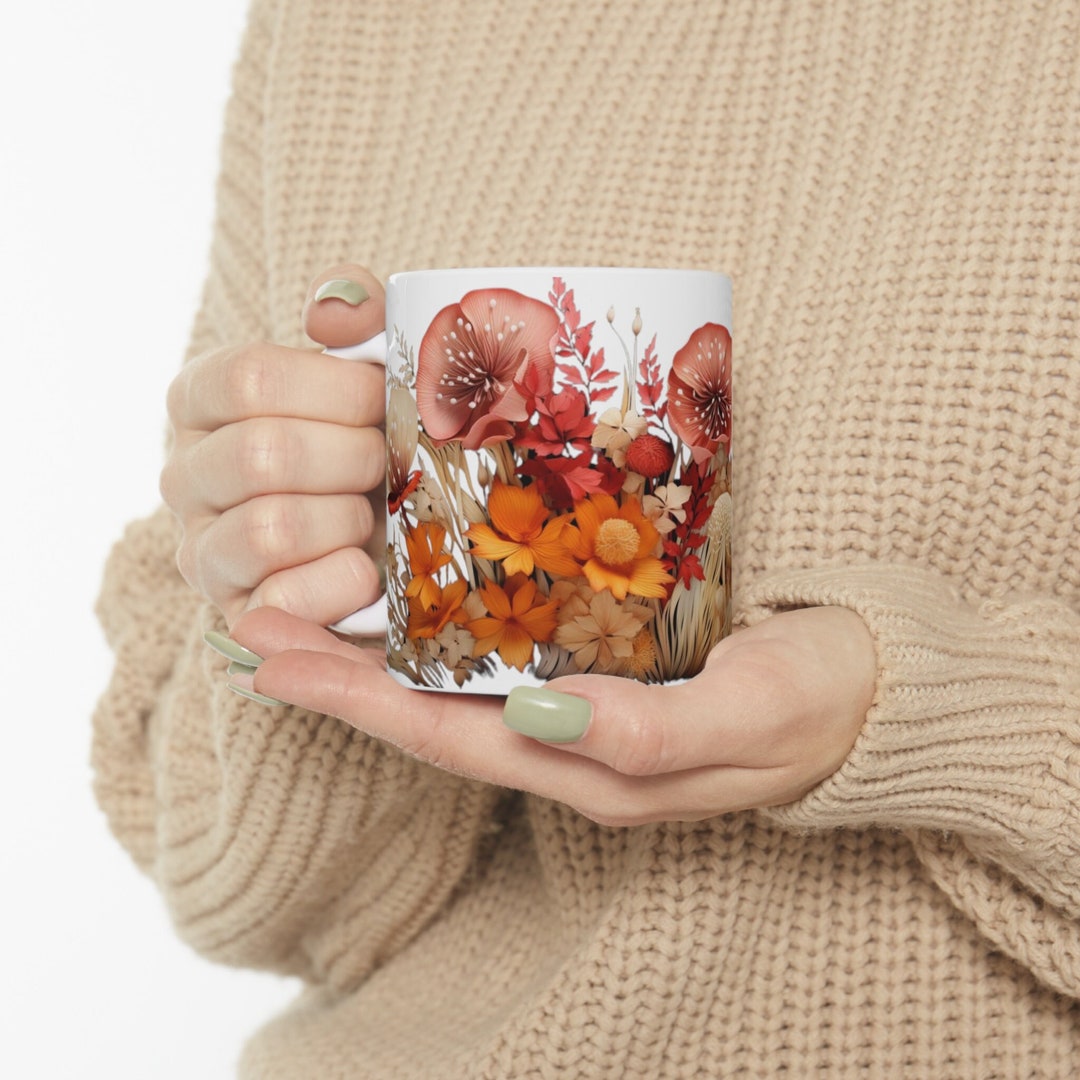 Floral Cottagecore Coffee Mug Tea Cup Ceramic Floral Mug Boho ...