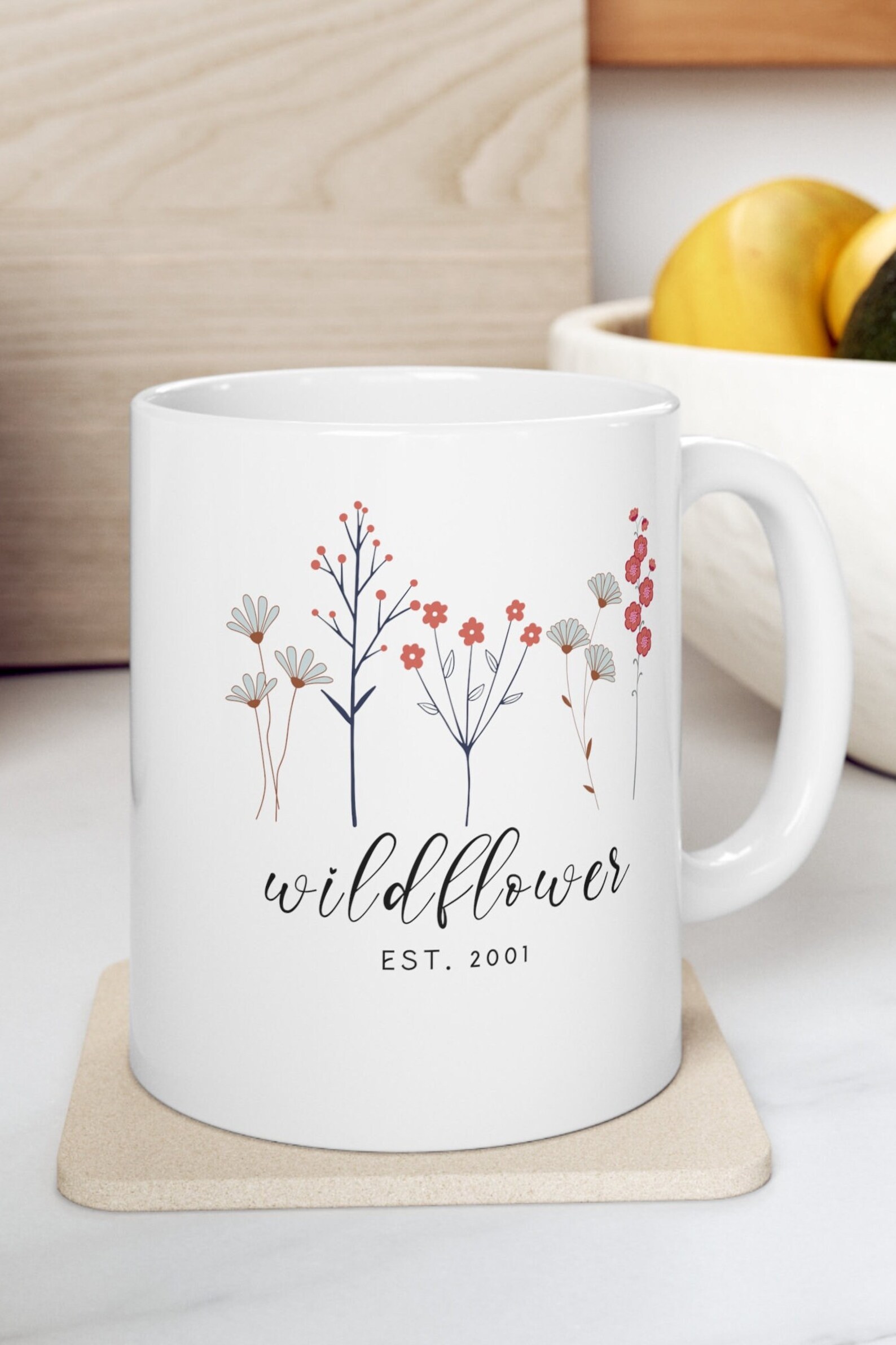 Custom Wild Flower Mug Personalized Wildflower Tea Cup Floral Coffee ...