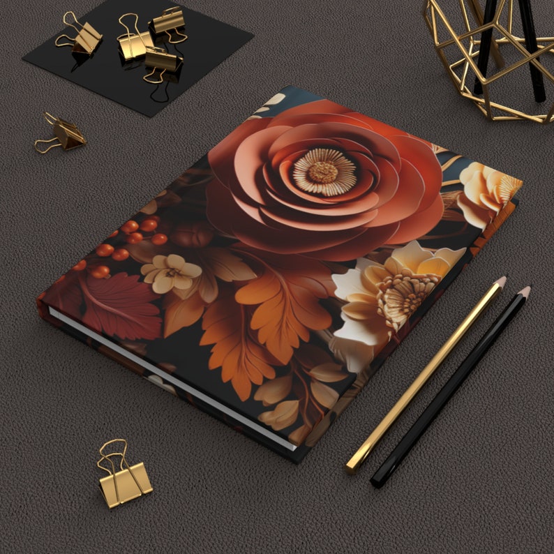Fall Foliage Beauty Autumn Flowers Hardcover Notebook With Earth Toned ...