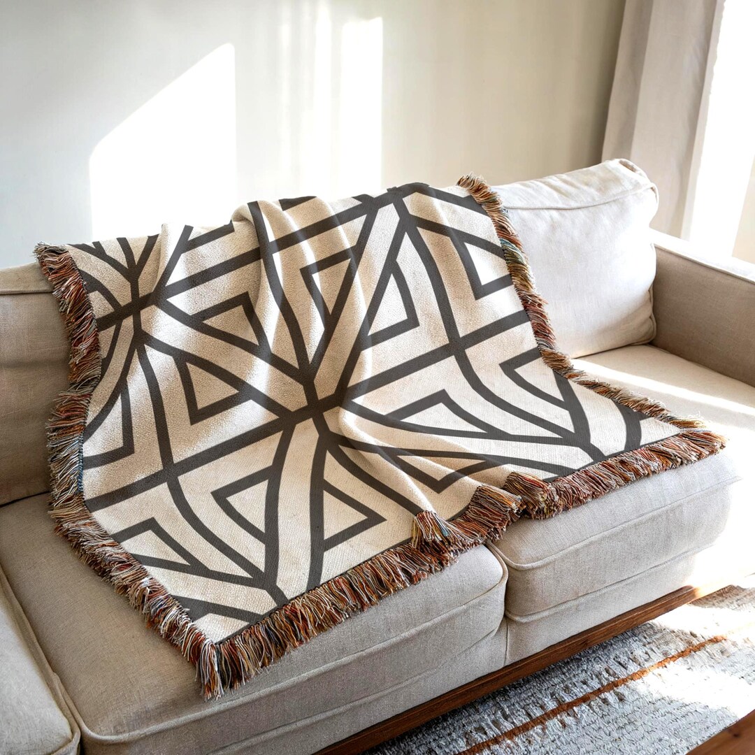 Minimalist Sofa Throw, Intricate Diagonal Lines, Living-room Decor ...