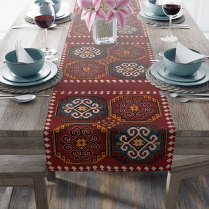 Anatolian Kilim Table Runner, Turkish Pattern Table Decor, Armenian ...