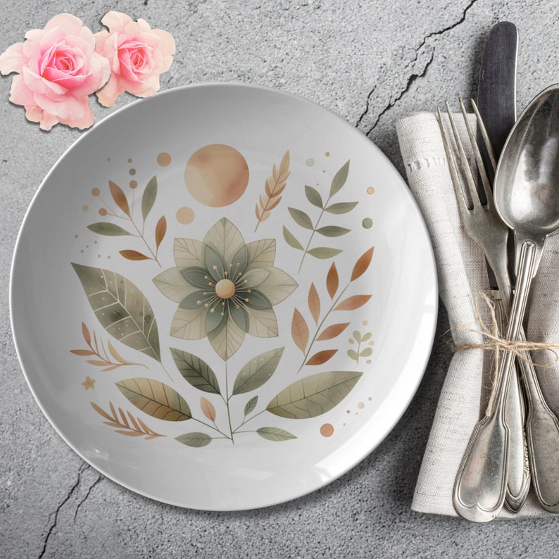 Scandinavian Boho Design Party Plates Nordic Folk Art Wedding Plate Set ...