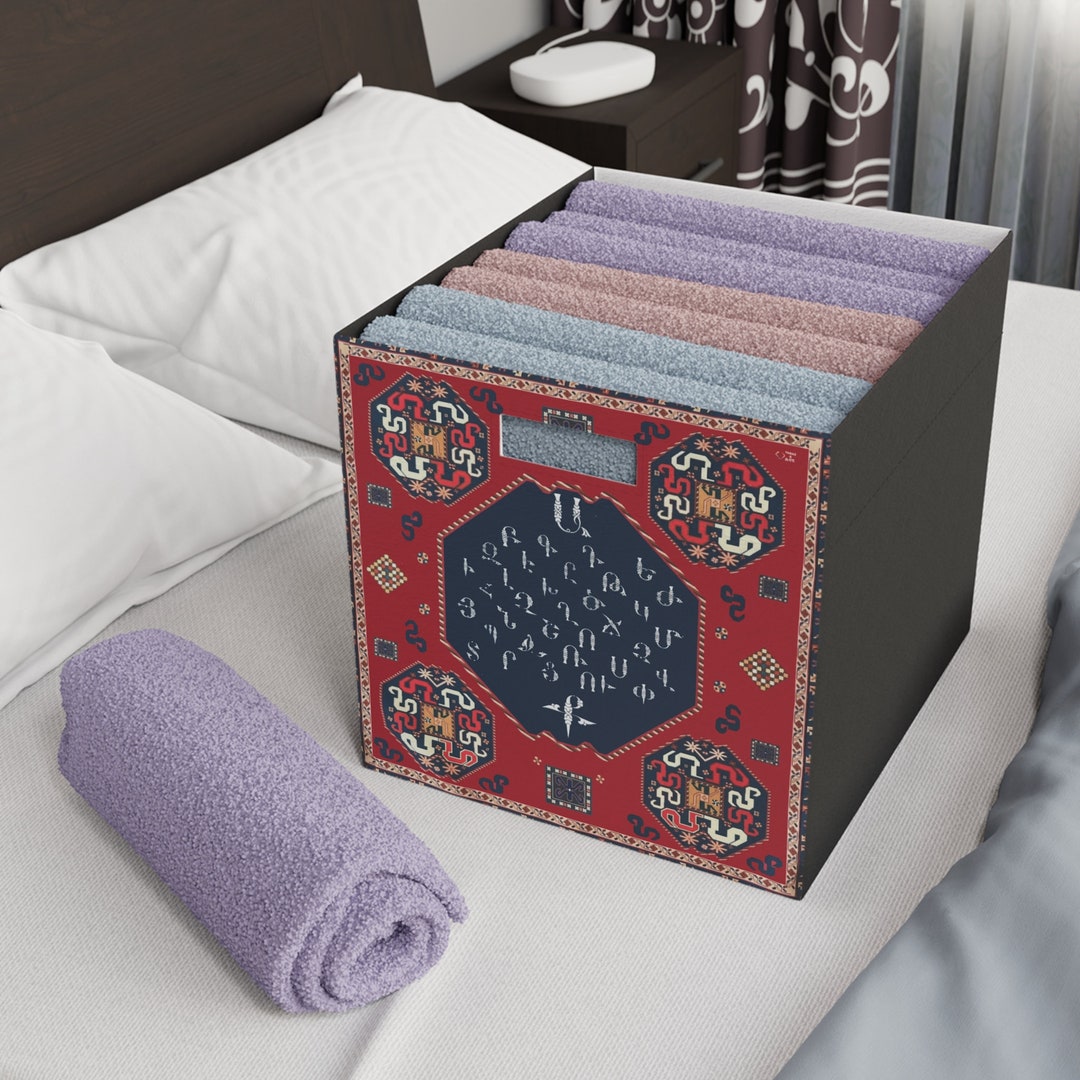 Felt Storage Box Armenian Alphabet Pattern Container Ethnic Office ...