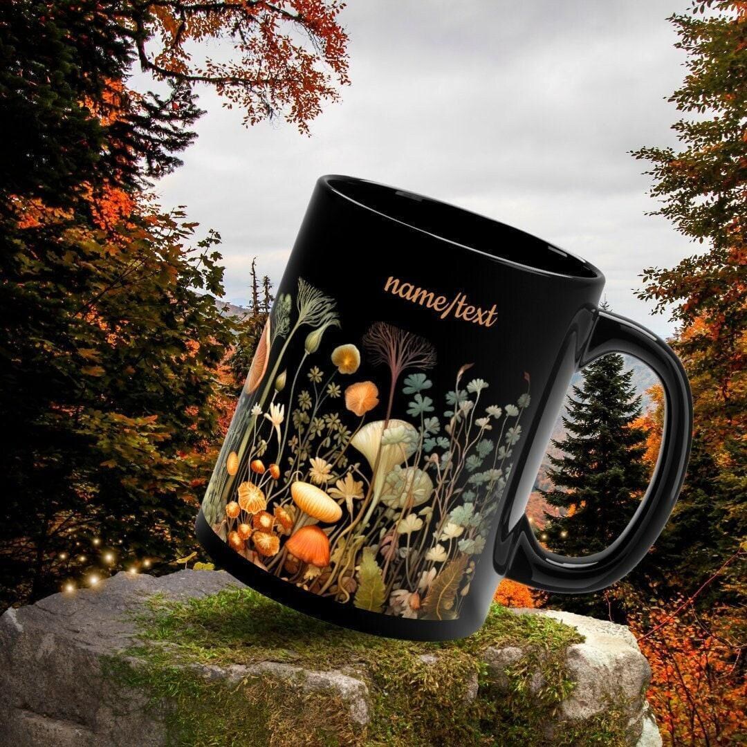 Personalized Mushroom Coffee Cup, Custom Plant Lover Mug, Woodland ...