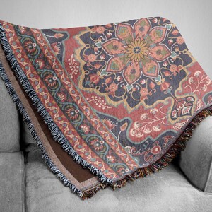 Persian Design Cotton Throw Blanket, Oriental Pattern Picnic Throw ...