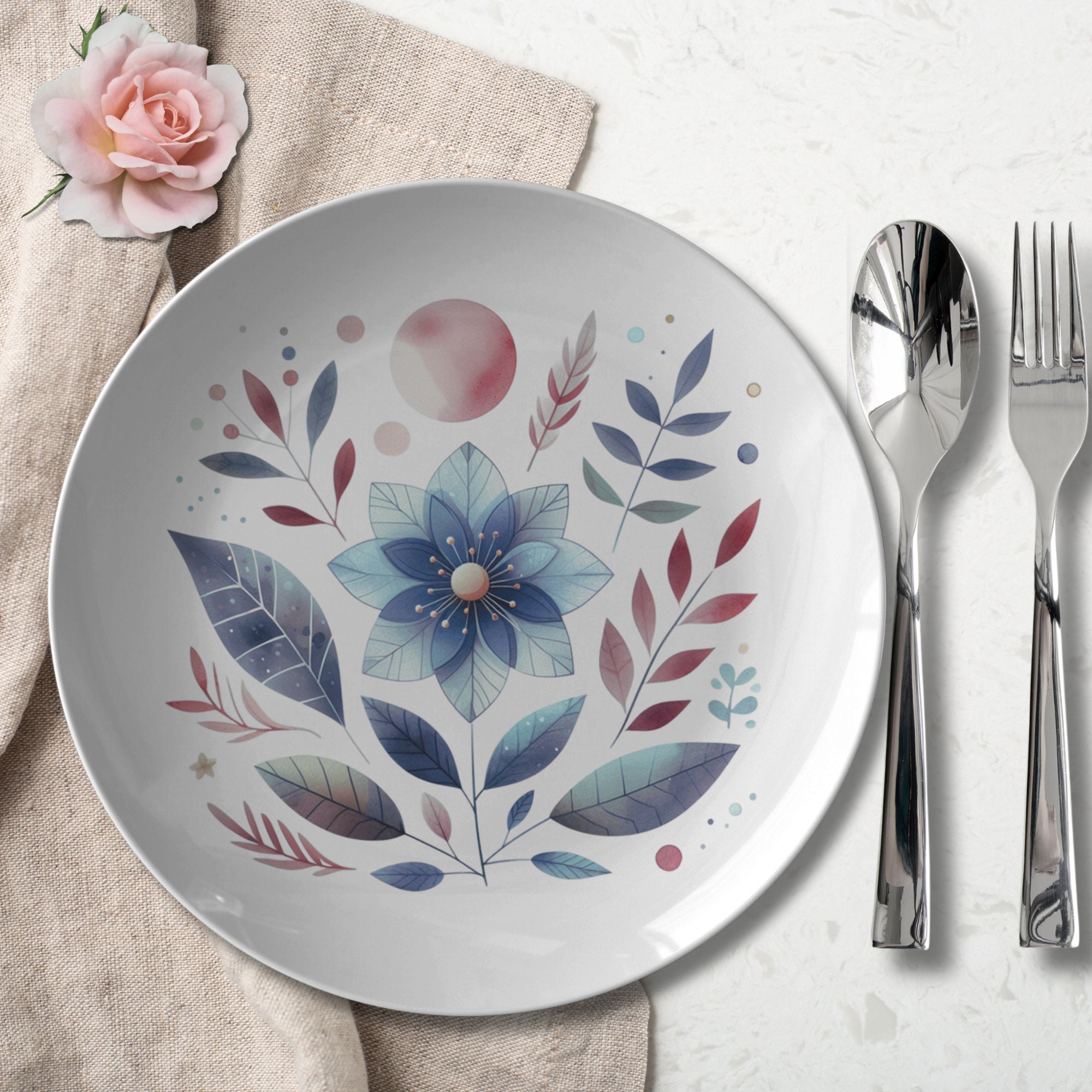 Scandinavian Boho Design Party Plates Nordic Folk Art Wedding Plate Set ...