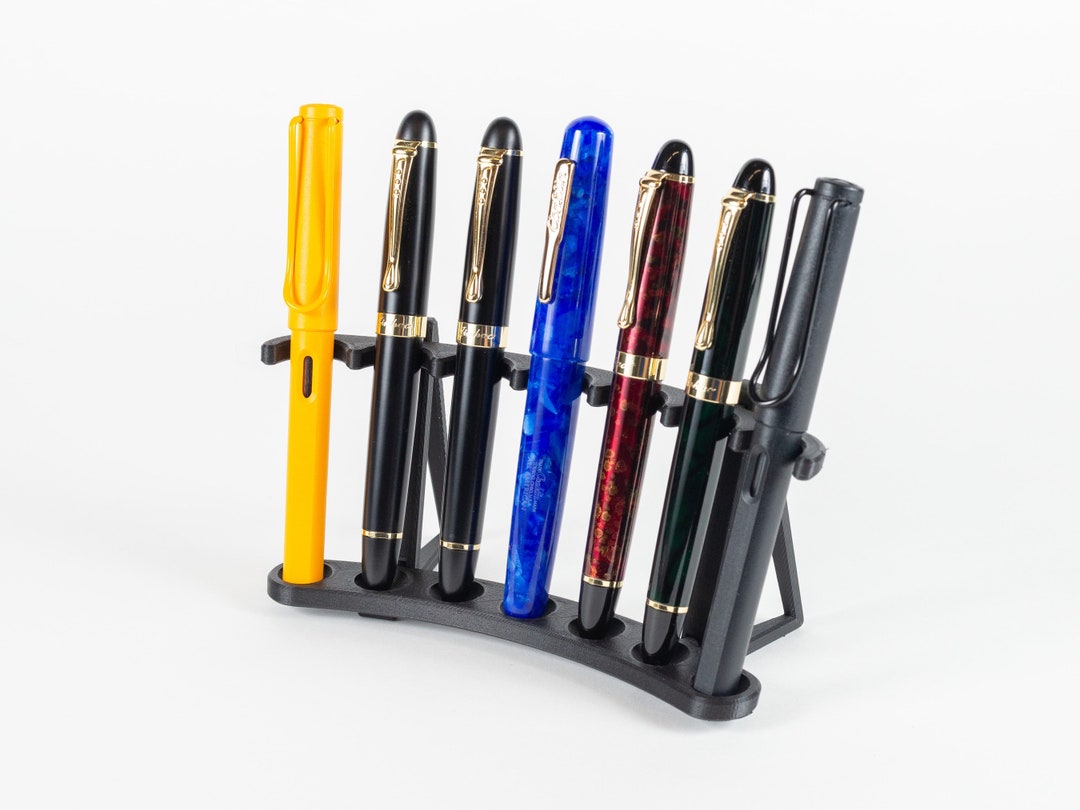 Curved Vertical 7 Fountain Pen Display Stand - 3D Printed Storage for ...