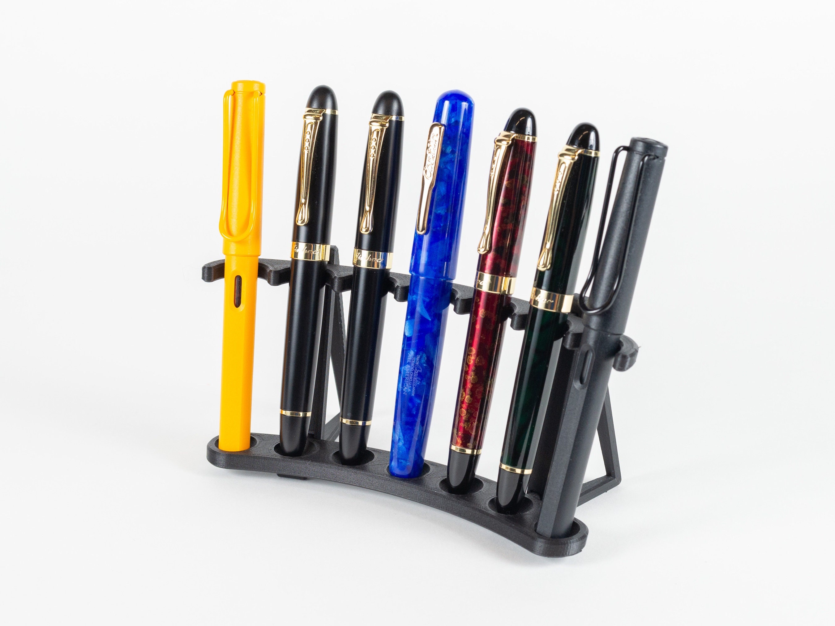 Curved Vertical 7 Fountain Pen Display Stand - 3D Printed Storage for ...