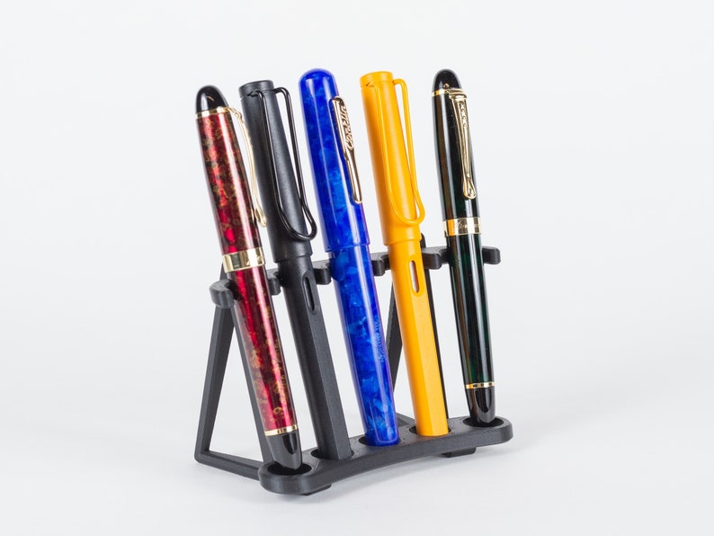 Curved Vertical 5 Fountain Pen Display Stand - 3D Printed Storage for ...