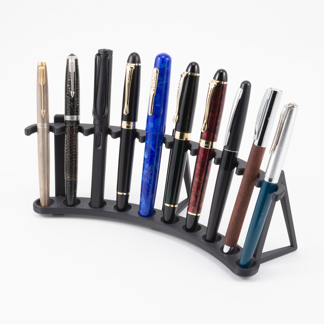 Curved Vertical 10 Fountain Pen Display Stand - 3D Printed Storage for ...