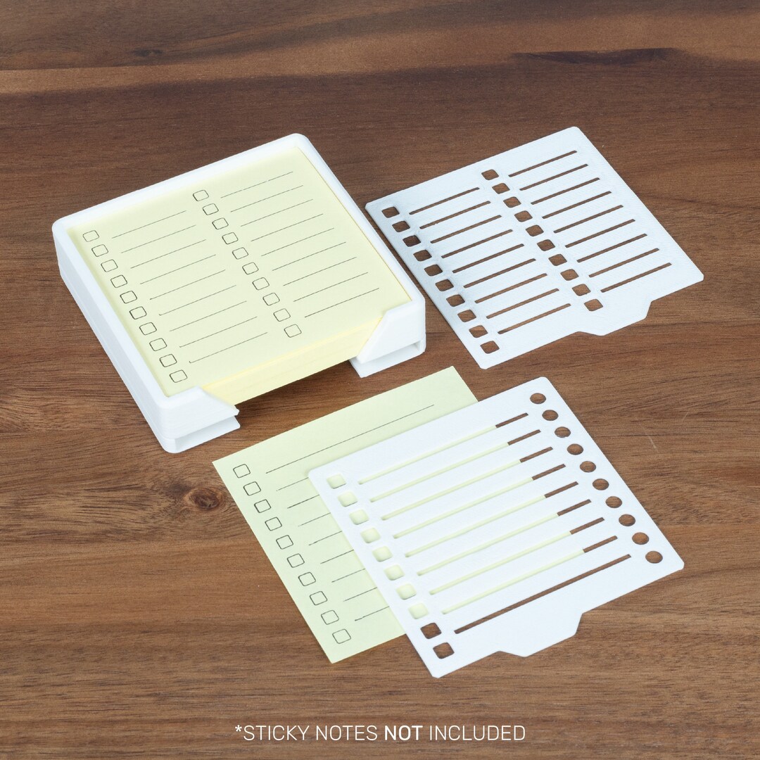 3-by-3 Sticky Note Holder With Todo Stencils & Removable Storage Tray ...