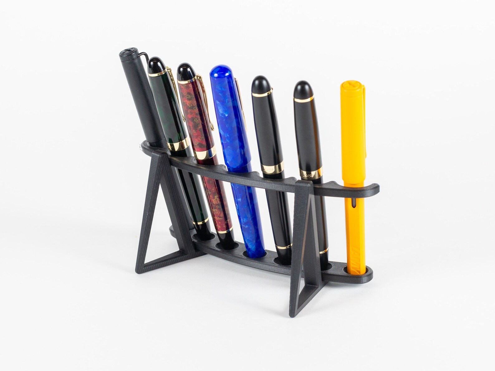 Curved Vertical 7 Fountain Pen Display Stand - 3D Printed Storage for ...